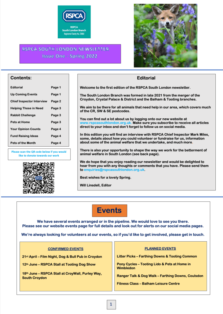 Spring 2022 Edition – RSPCA South London – For Every Kind Of Creature