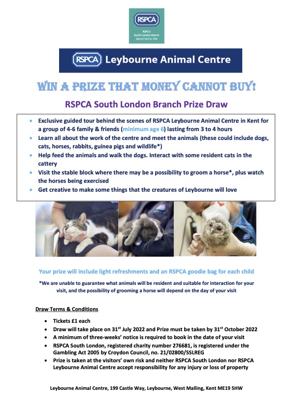 Win A Family & Friends Visit To Leybourne Animal Centre – RSPCA South ...